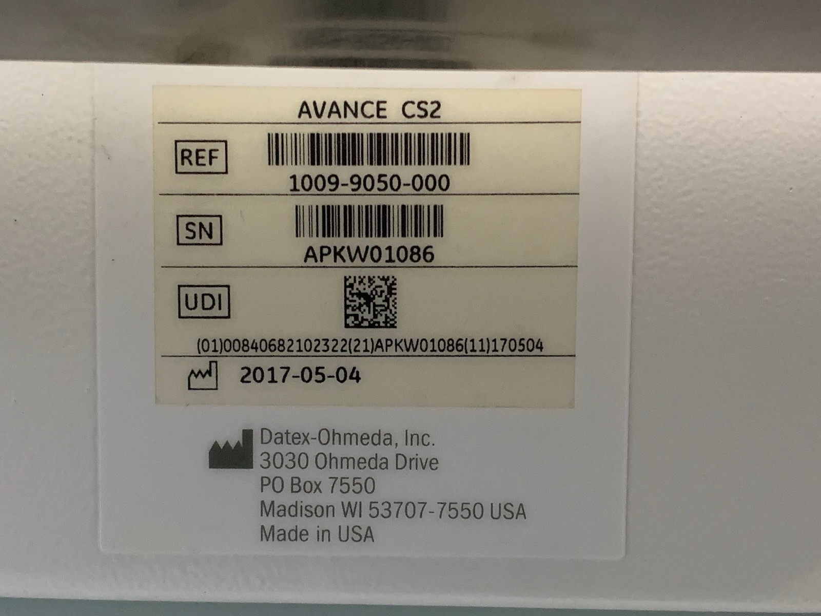 GE Datex-Ohmeda Avance CS2 Anesthesia Machine Unit w Accs – AusChoice