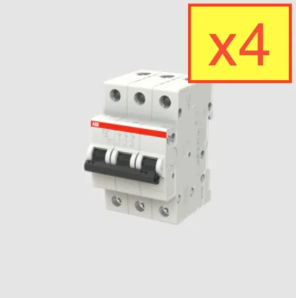 4x ABB SH203-C63 SH203C63 Miniature Circuit Breaker – 3 Pole 63A 2CDS213001R0634 – AusChoice